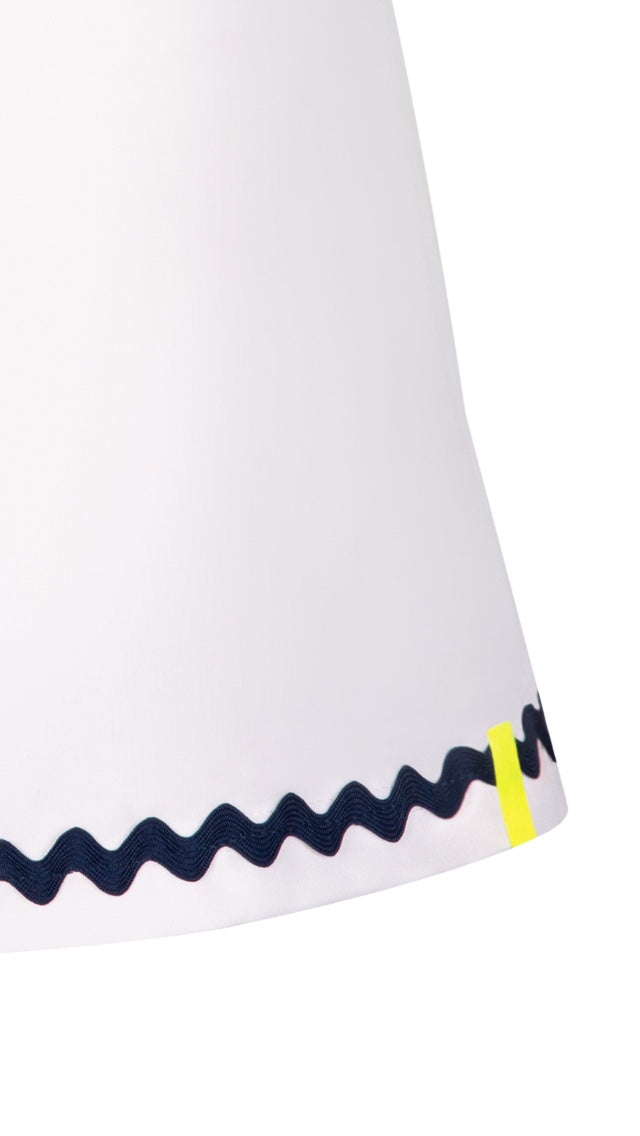 White Tennis Skort in Navy Ric Rac Trim – Six Love London